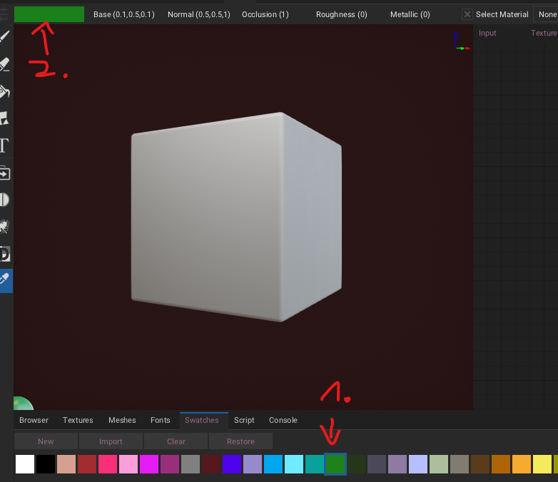 Changing a swatch color also changes the color picker tool's color ...