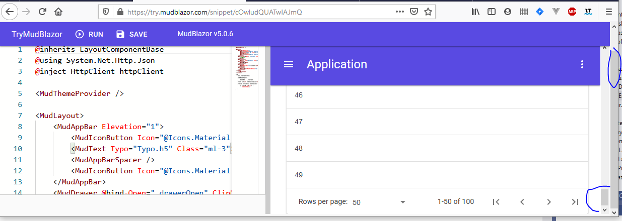 Two scrollbars issue when using Table component · Issue #1288 · MudBlazor/MudBlazor · GitHub