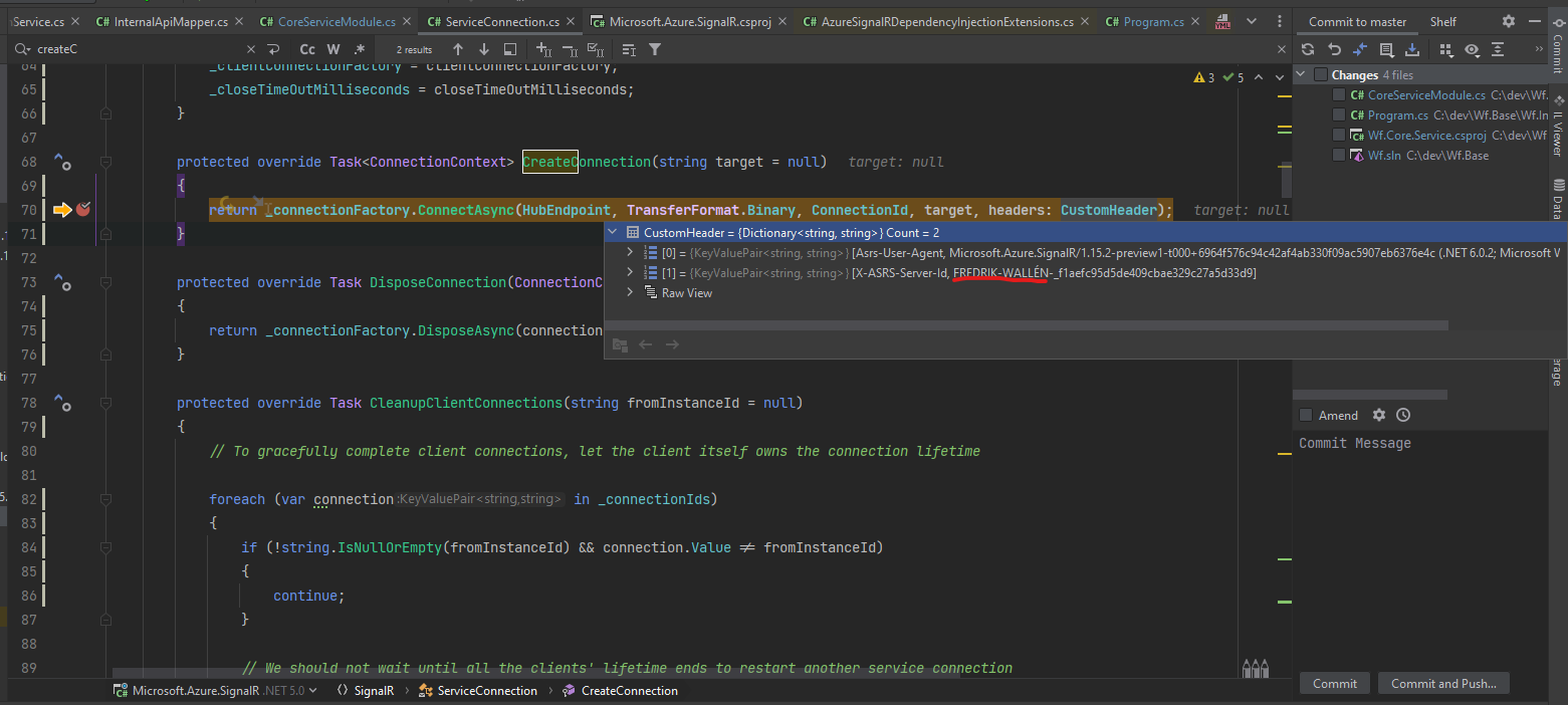 Request Headers Must Contain Only Ascii Characters In Console When Connecting To Azure Signalr