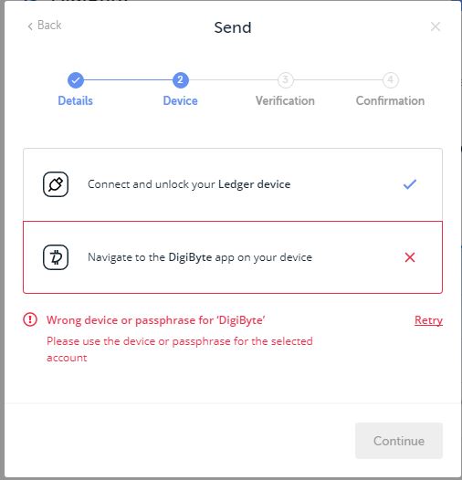 Wrong Device or Passphrase Error When Attempting to Send/Receive ANY ...