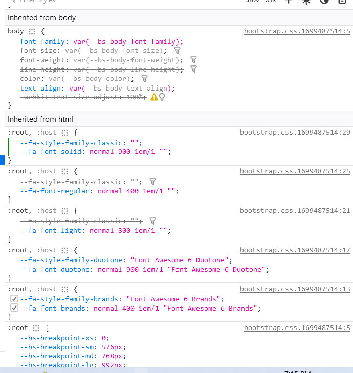 Bug: 6.4.2 missing font family names in root vars · Issue #19991 · FortAwesome/Font-Awesome · GitHub