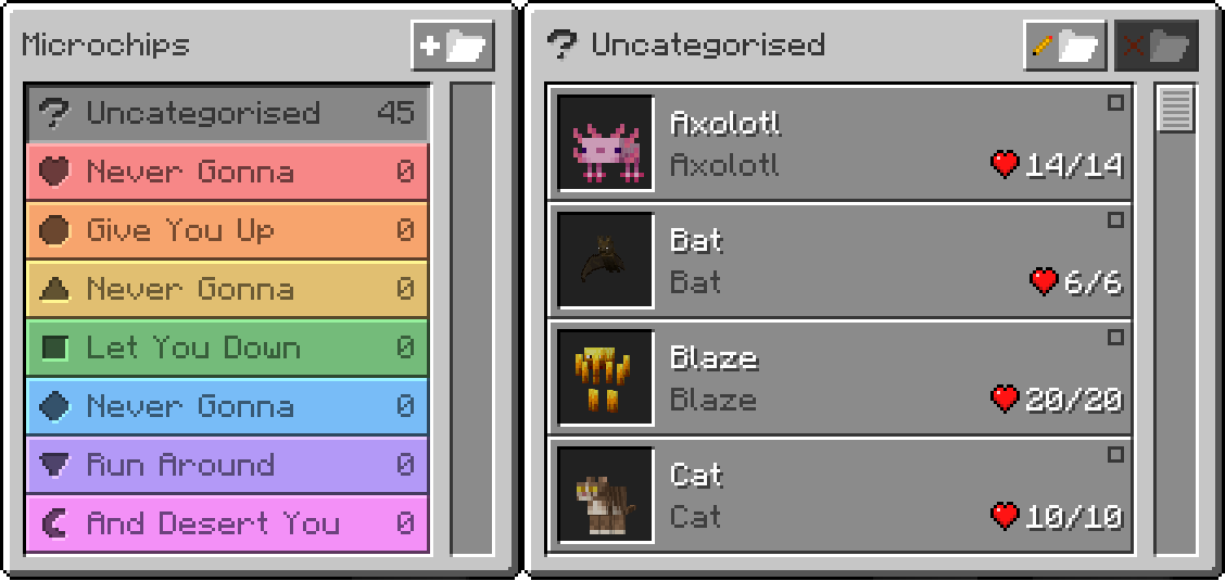 GitHub - jumpcutfindo/Microchip: A Minecraft mod that allows players to keep track of their mobs ...