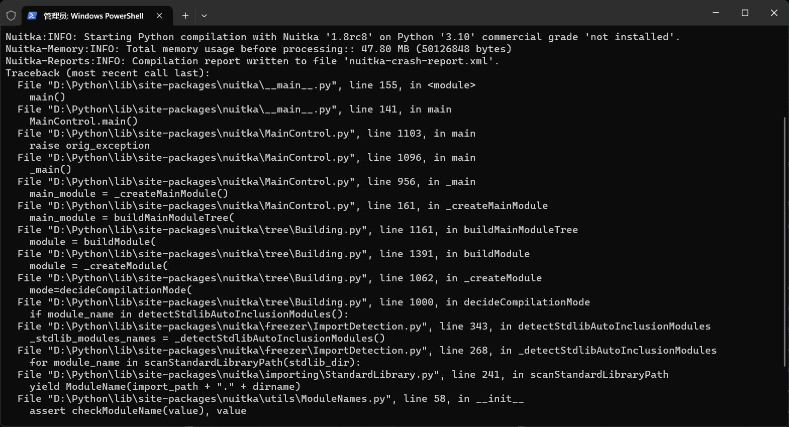 Nuitka failed to build with standalone · Issue #2371 · Nuitka/Nuitka · GitHub
