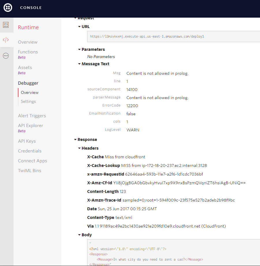 Warning - 12200 Schema validation warning · Issue #1 · aws-samples/amazon-lex-twilio-integration ...