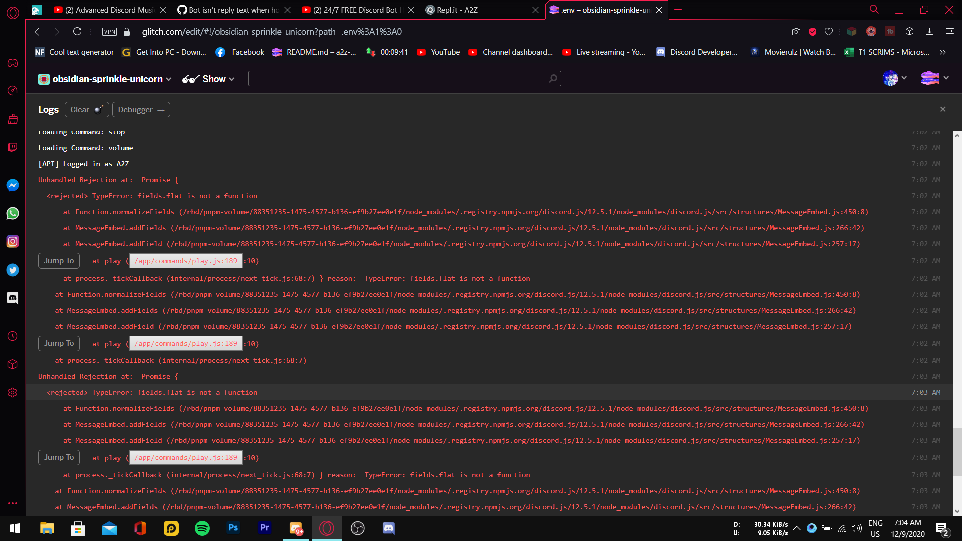 Bot isn't reply text when host it on glitch.me · Issue #67 ...