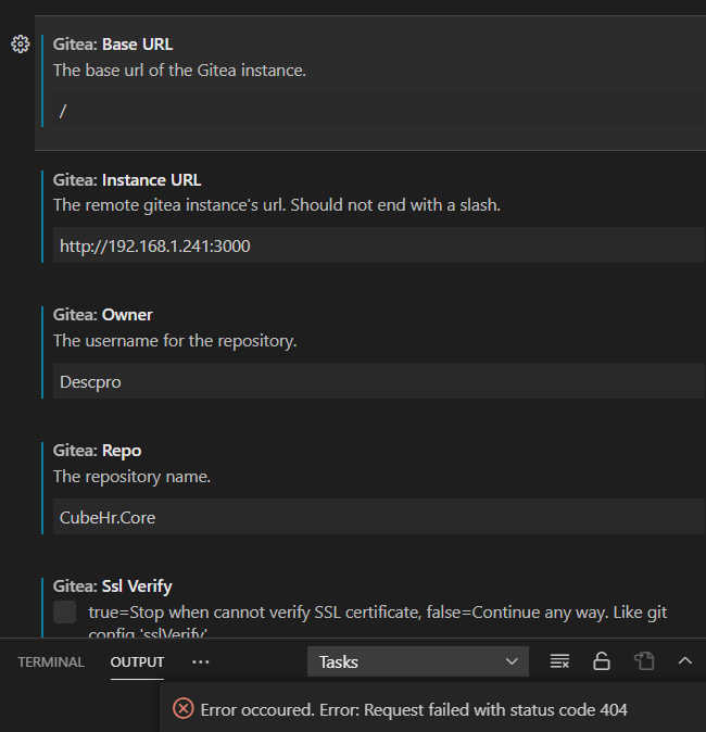 Error occoured. Error: Request failed with status code 401 · Issue #24 · IJustDev/Gitea-VSCode ...