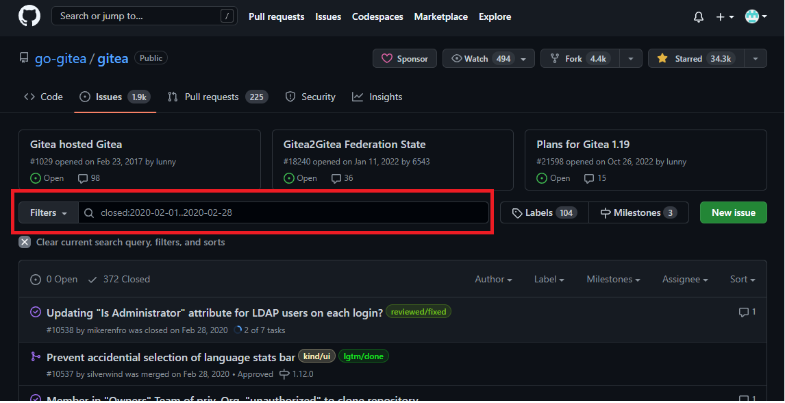 How Can I Get A List Of Issues Closed Between Two Dates · Issue 22590 · Go Giteagitea · Github 