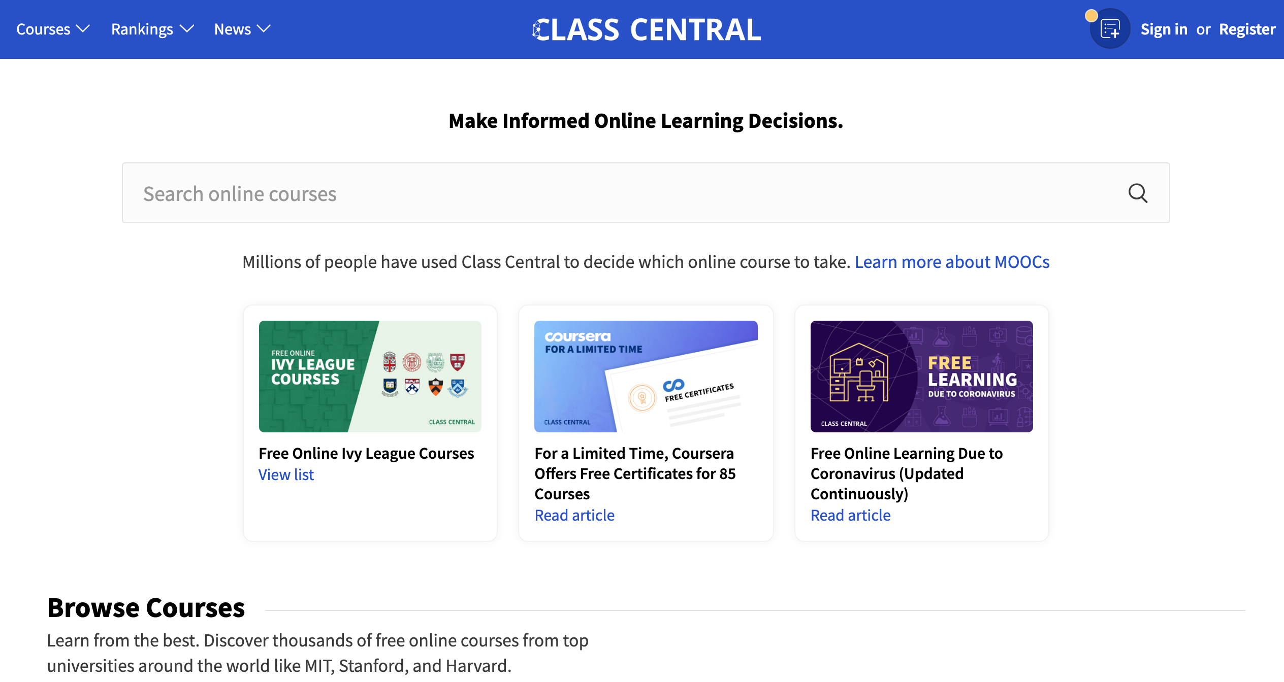 [自荐]Class Central - 探索15000+在线课程 · Issue #1284 · ruanyf/weekly · GitHub