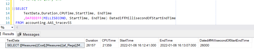 SQL Server Profiler - Duration units of measurement (milliseconds vs ...