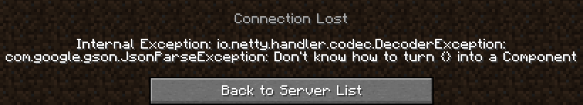 Don't know how to turn {} into a Component · Issue #3220 · ViaVersion/ViaVersion · GitHub