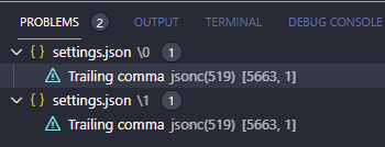 Trailing comma warning in built-in `settings.json` · Issue #123039 · microsoft/vscode · GitHub