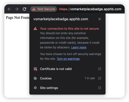 HTTPS certificate is not valid, please fix this ASAP 🙏 · Issue #23 · cssho/VSMarketplaceBadge ...