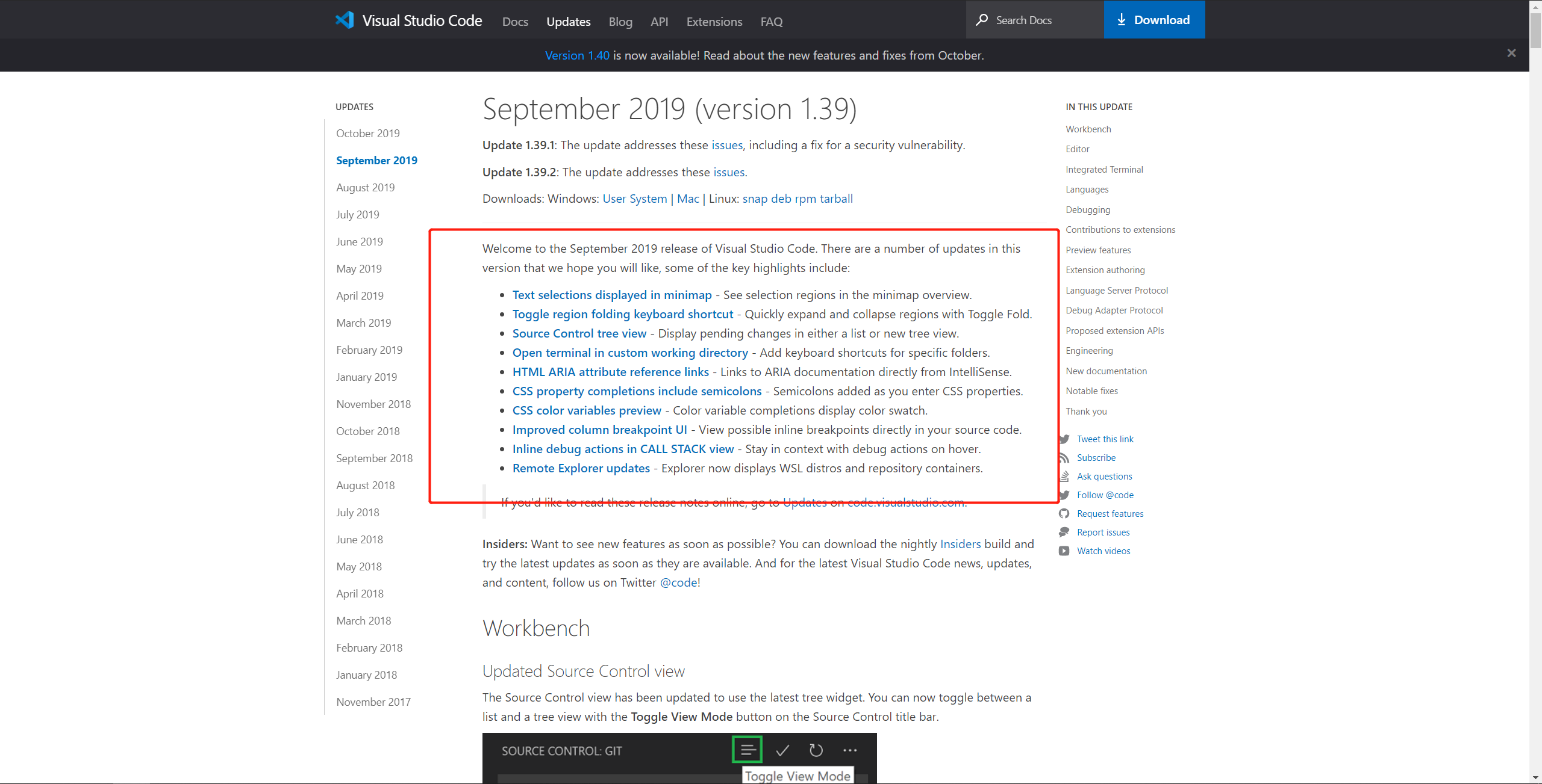 Missing key highlights in v1.40 release note · Issue #3231 · microsoft/vscode-docs · GitHub