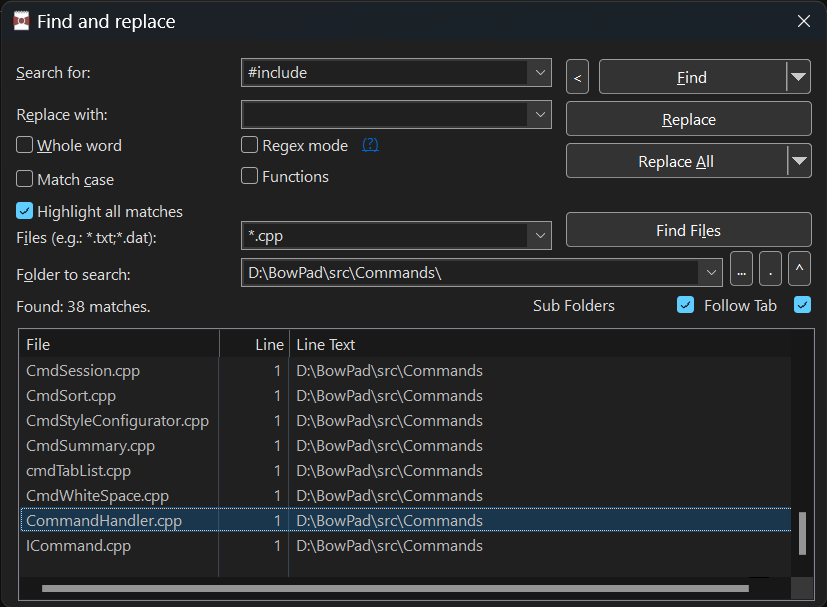 Not all search result are shown when find files. · Issue #325 · stefankueng/BowPad · GitHub