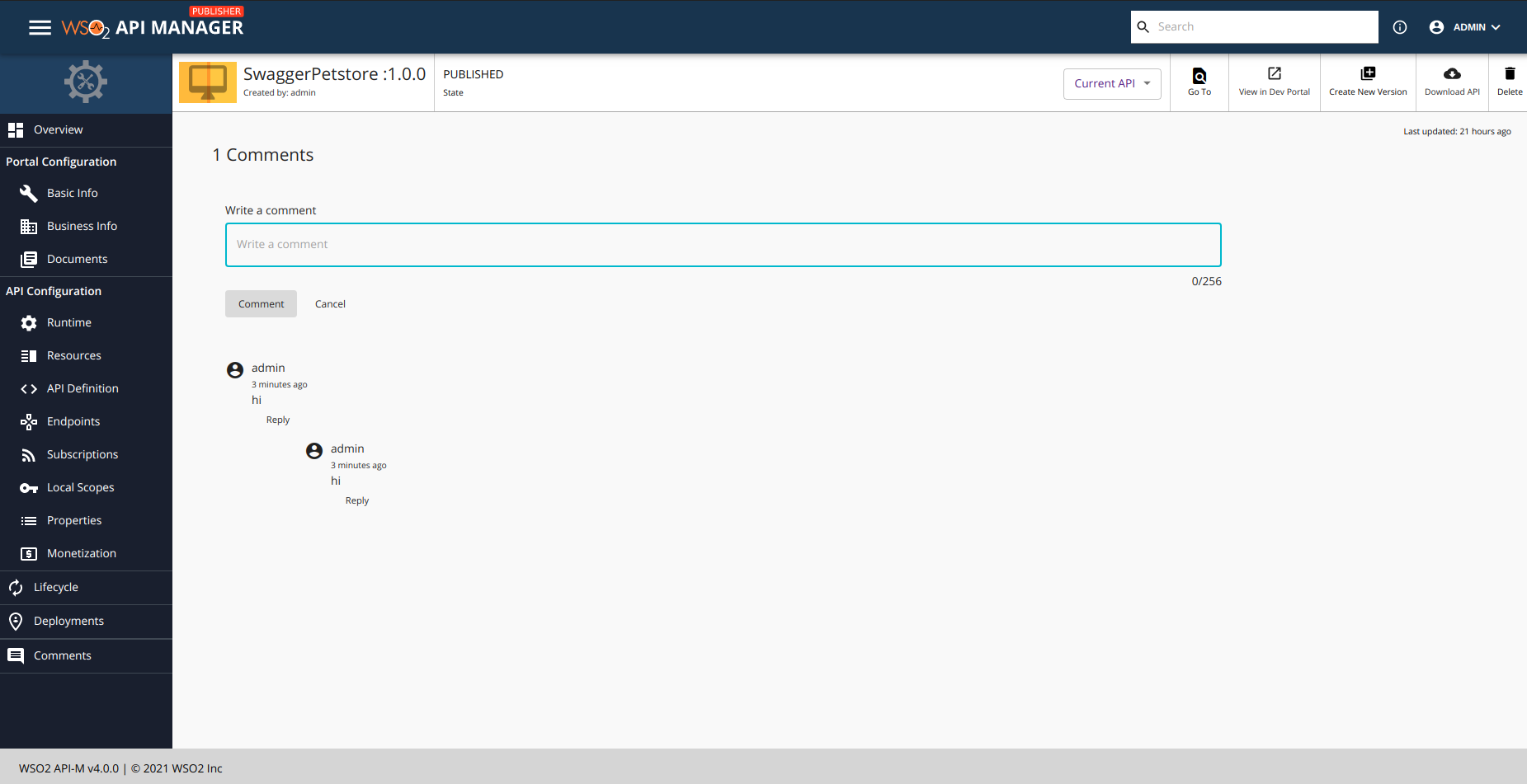 Comments Feature Does Not Allow Admin To Delete Comments · Issue 10343 · Wso2product Apim · Github