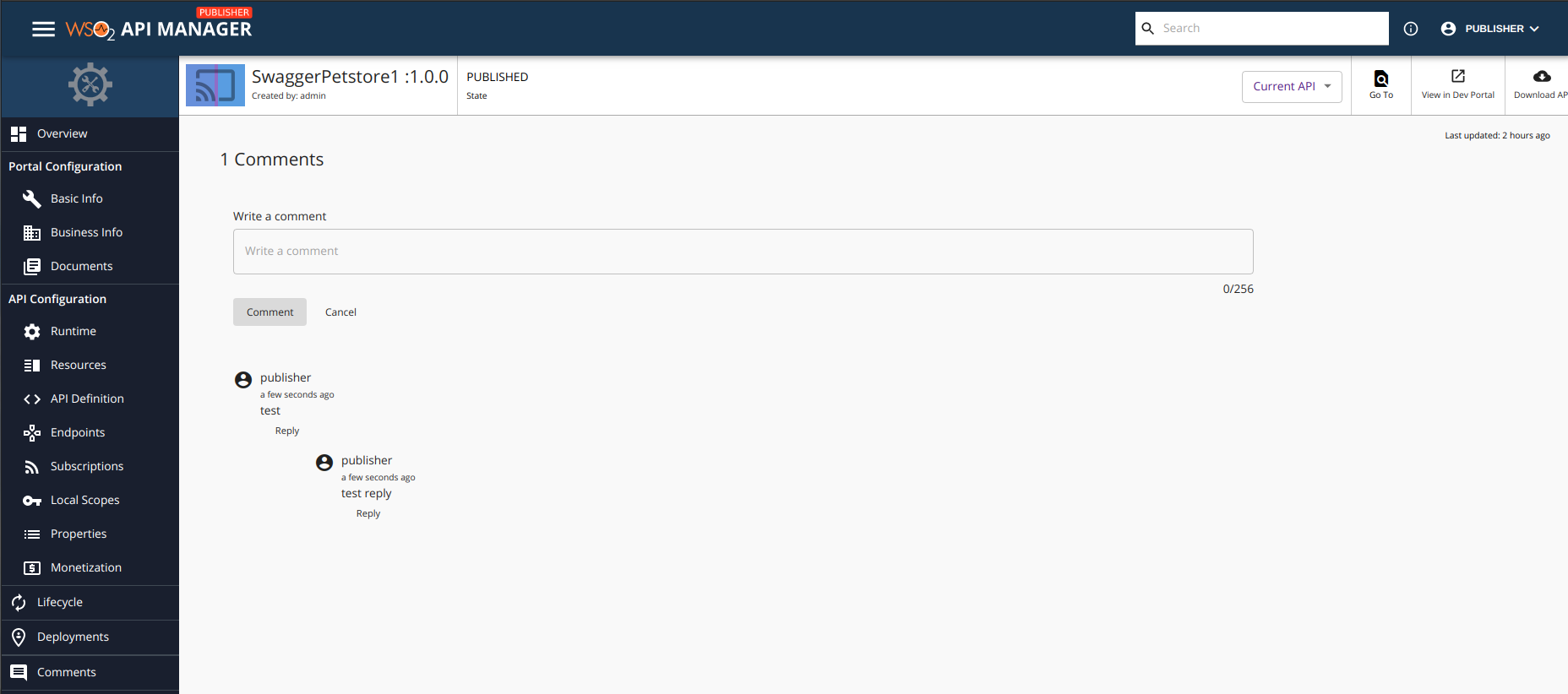 Reply Button Available For Reply Comment · Issue 10367 · Wso2product Apim · Github 