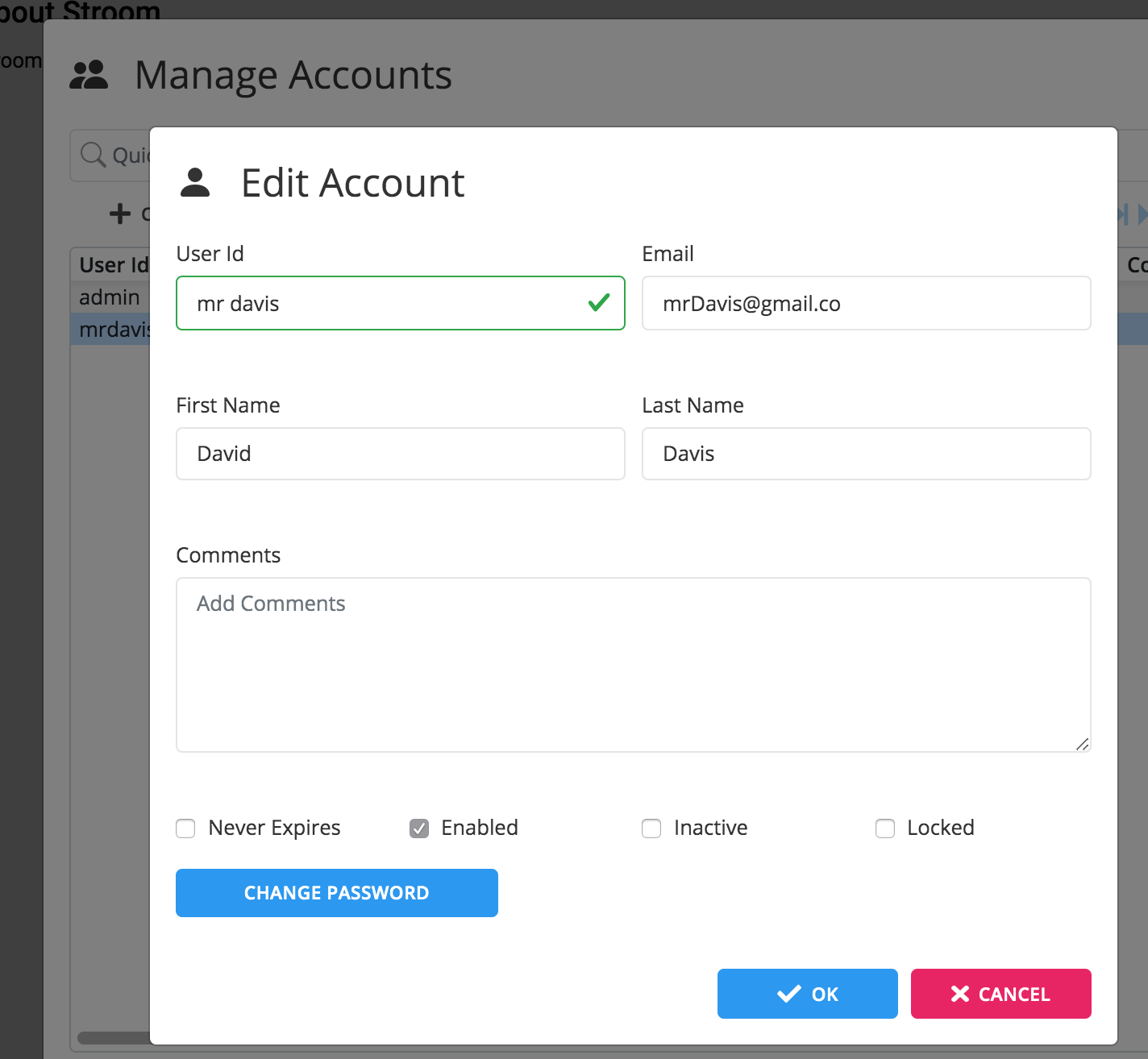 Edi User page allows one to edit the UserId, but doesn't reflect the ...