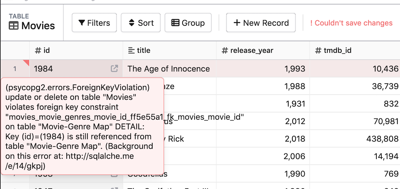 Deleting a record referenced by an FK should show the correct error message · Issue #1813 ...