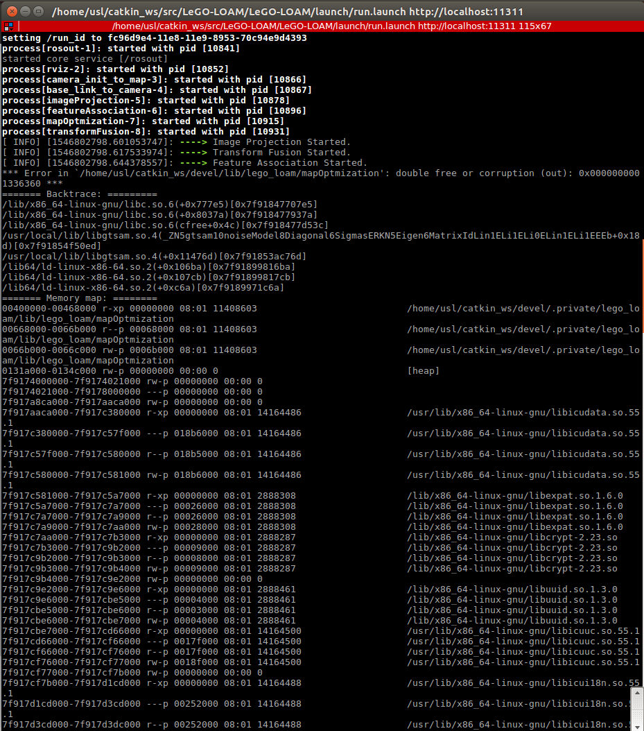 LeGO-LOAM Crashing · Issue #52 · RobustFieldAutonomyLab/LeGO-LOAM · GitHub