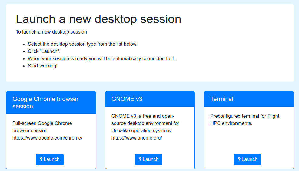 The launch page seems stark; it needs prettifying · Issue #13 · openflighthpc/flight-desktop ...