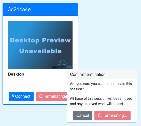 Close terminate confirmation modal whilst terminating a session · Issue #22 · openflighthpc ...