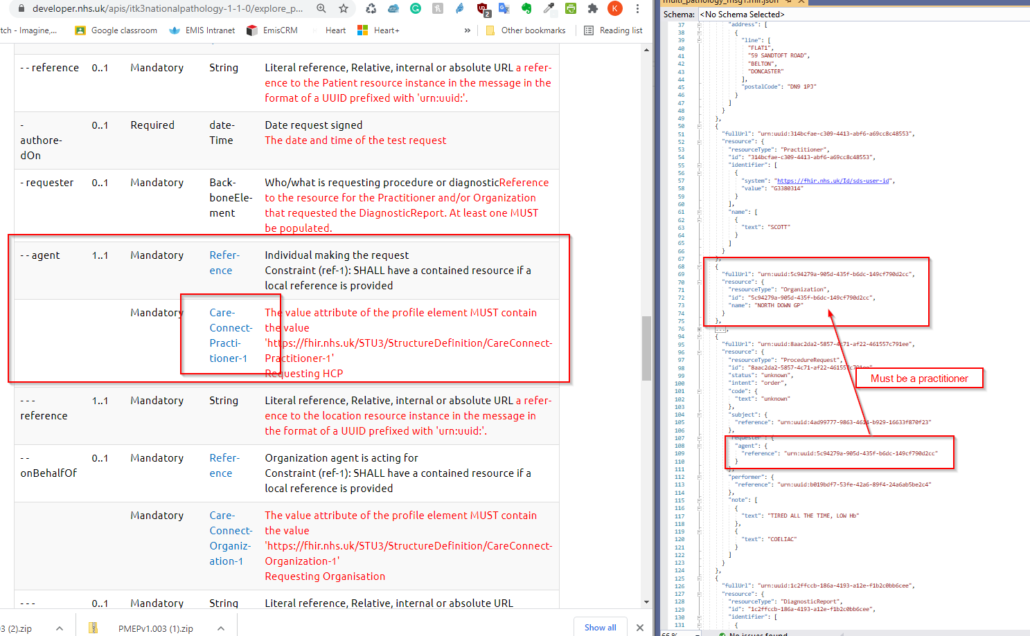 Specification Validation Error: Procedure request requester missing onbehalf element, and agent ...