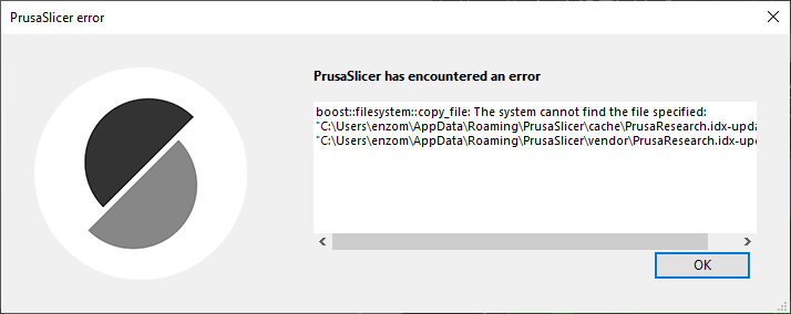 boost::filesystem::copy_file: The system cannot find the file specified: · Issue #4716 · prusa3d ...
