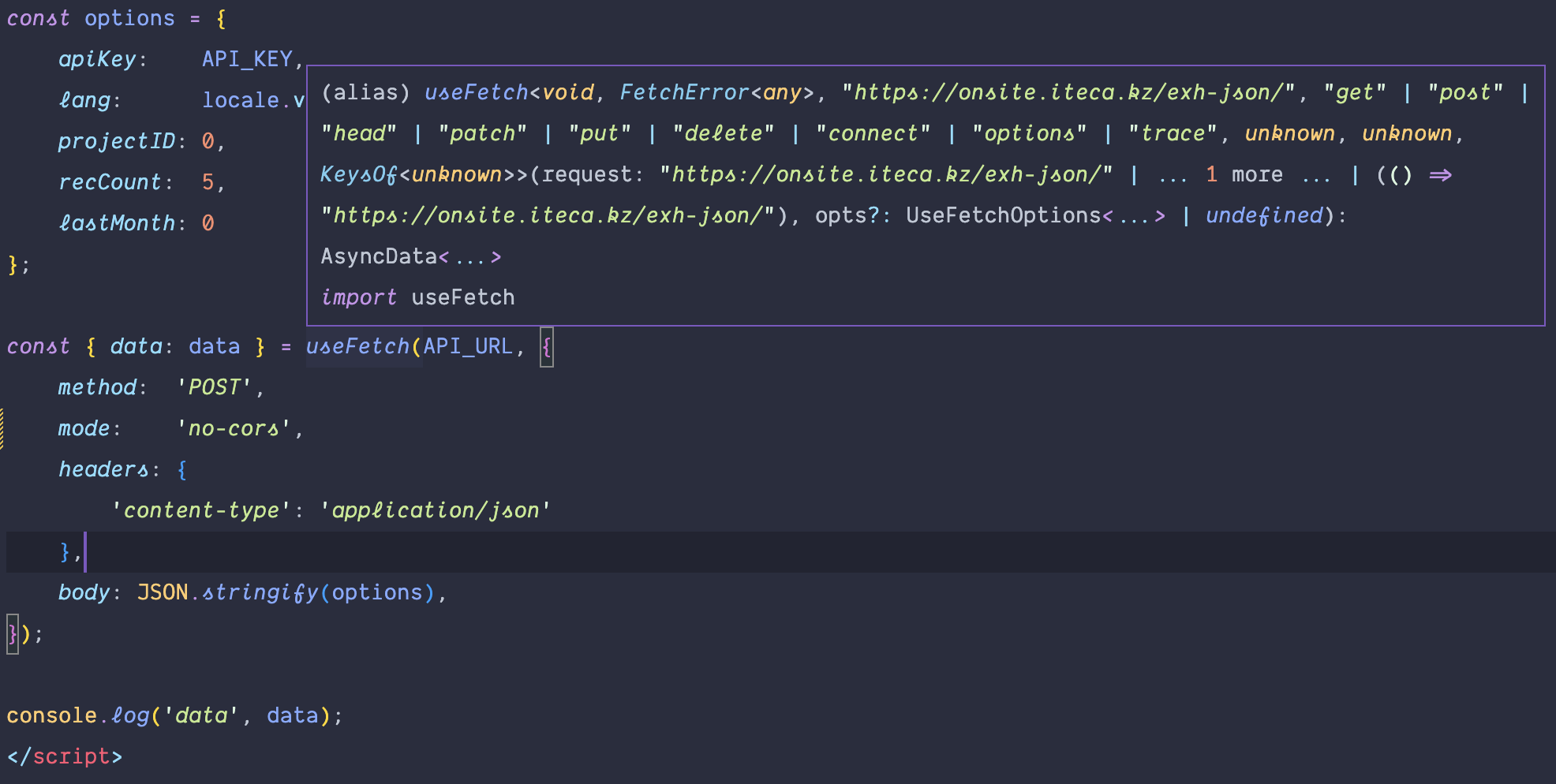 Error When Passing Data To Options Using Usefetch Typescript Nuxt3 · Issue 20467 · Nuxtnuxt