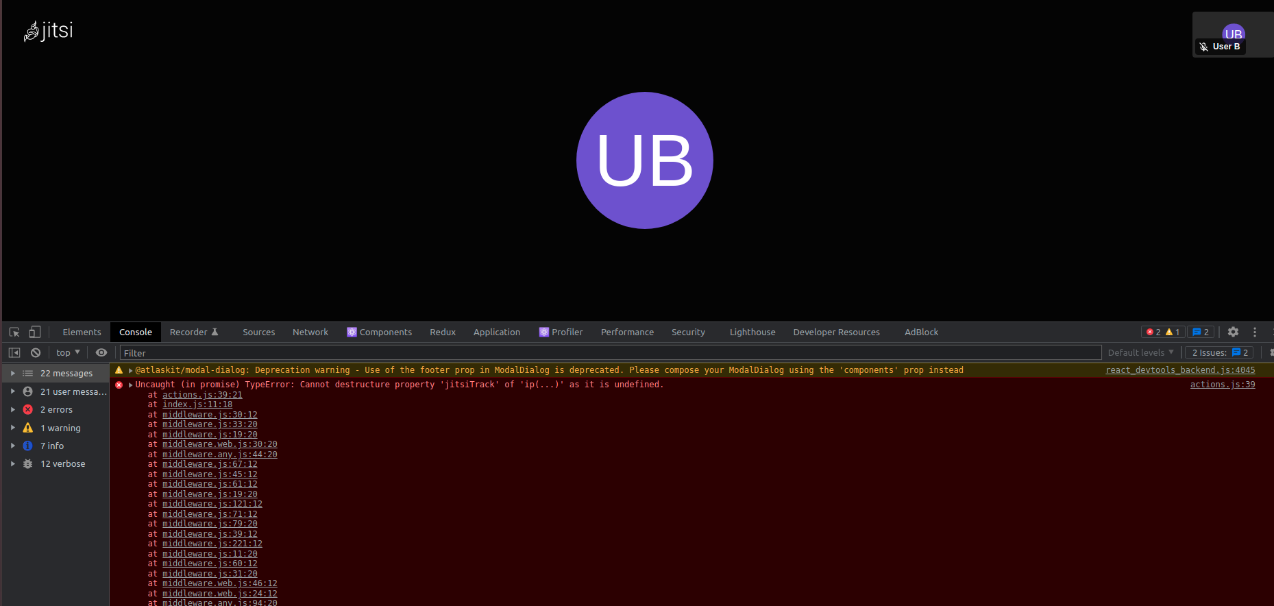 Getting console error when recording stopped. · Issue #10811 · jitsi/jitsi-meet · GitHub