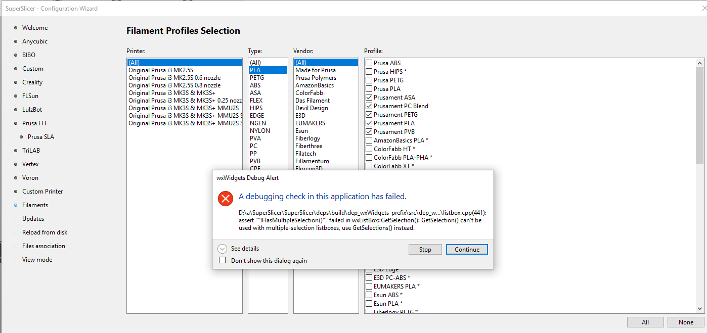 2.3.56.1 - wxWidgets Debug Alert in Config Manager · Issue #1220 · supermerill/SuperSlicer · GitHub
