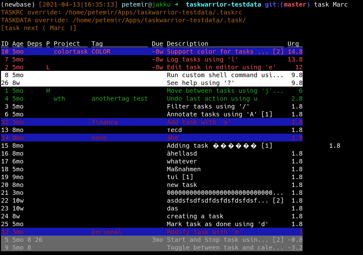 Filtering with `Marc` doesn't filter · Issue #187 · kdheepak/taskwarrior-tui · GitHub