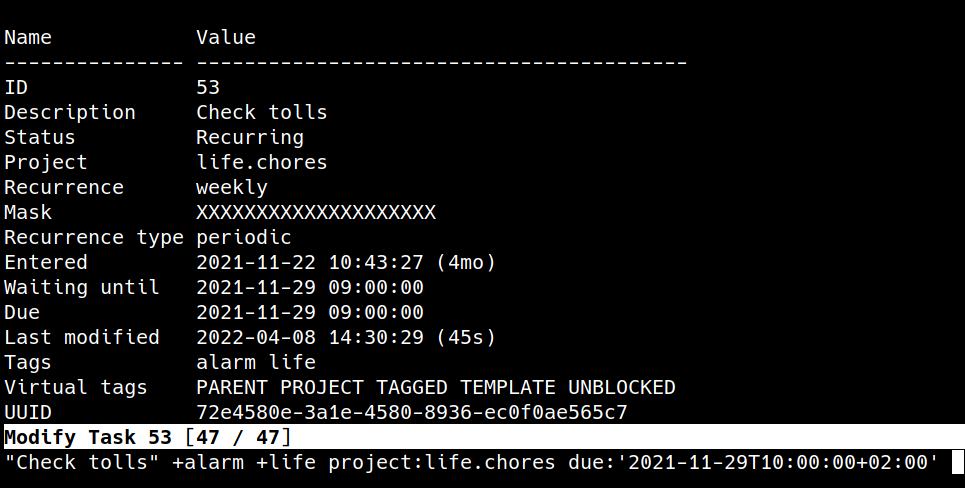 Modifying a task changes the due time (Europe DST problem?) · Issue #432 · kdheepak/taskwarrior ...