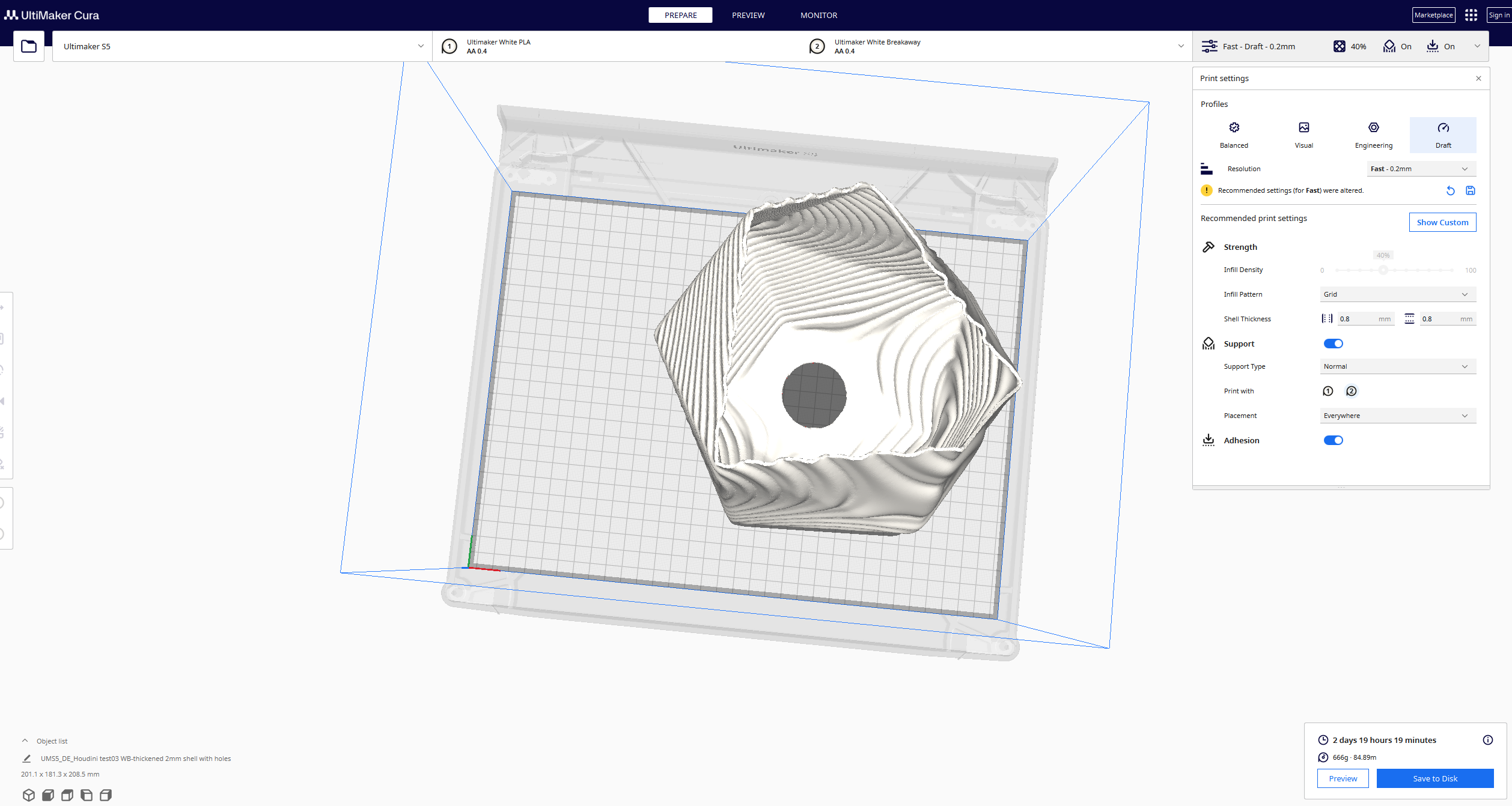 Slice fails with support turned on, but works without support · Issue ...