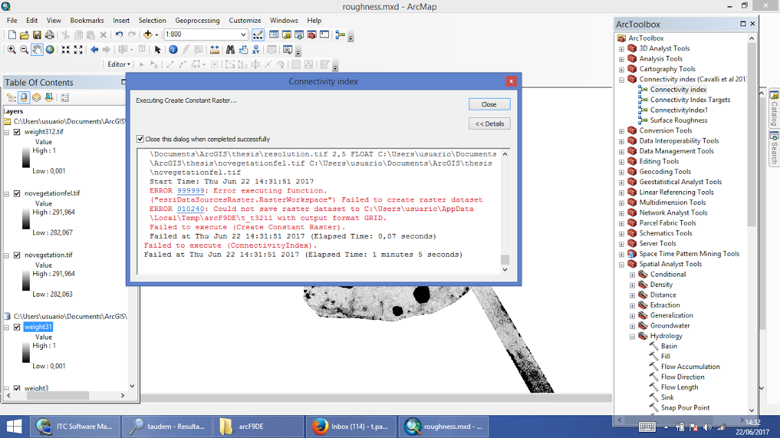 error 010240 create constant raster connectivity index tool · Issue #1 · HydrogeomorphologyTools ...