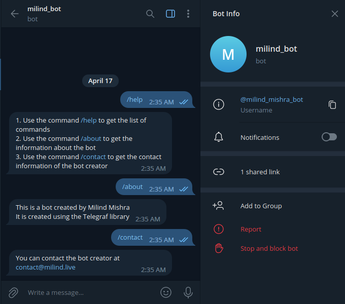 GitHub - thatbeautifuldream/telegram_bot: Telegram bot made in Node.js using Telegraph.js
