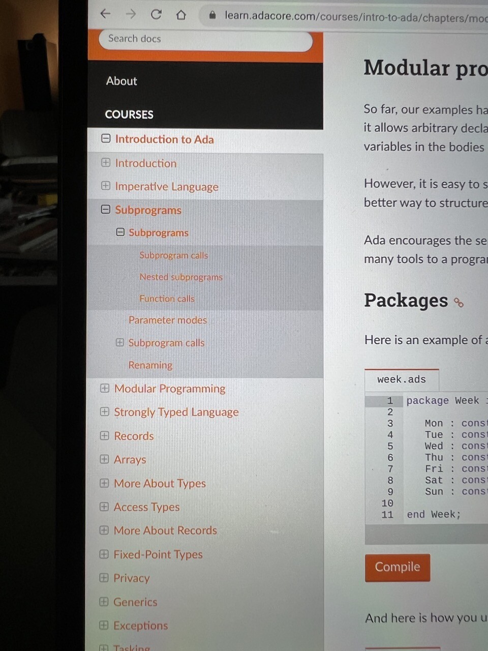 Color scheme in sidebar is very difficult to read · Issue #828 · AdaCore/learn · GitHub