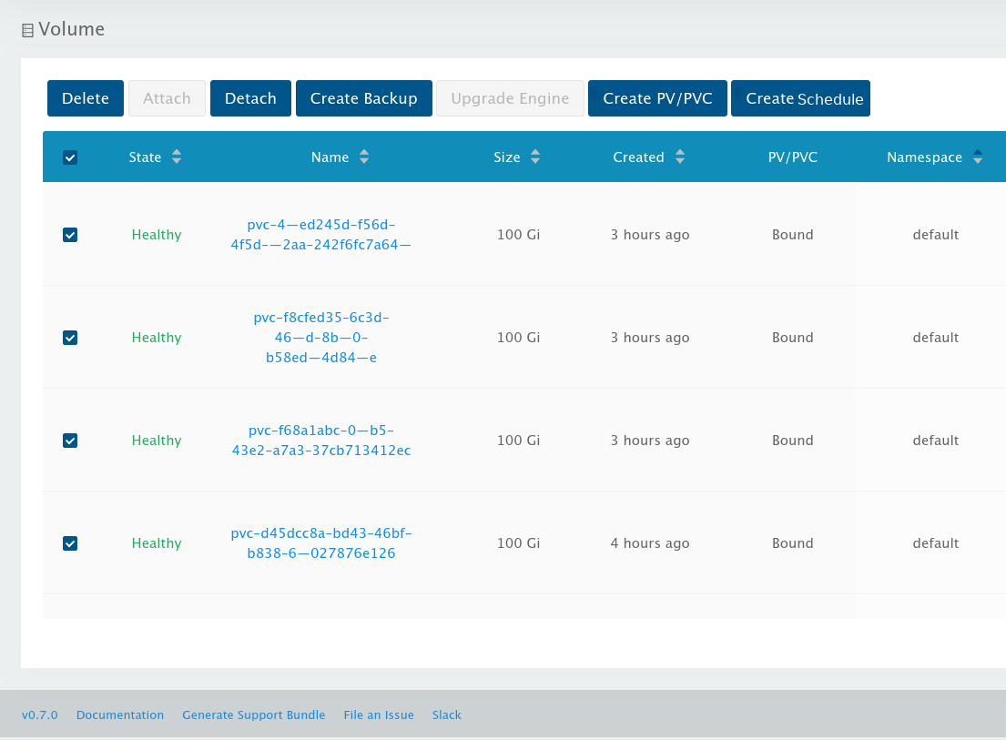 Change multiple volumes backup schedule - UI · Issue #946 · longhorn/longhorn · GitHub