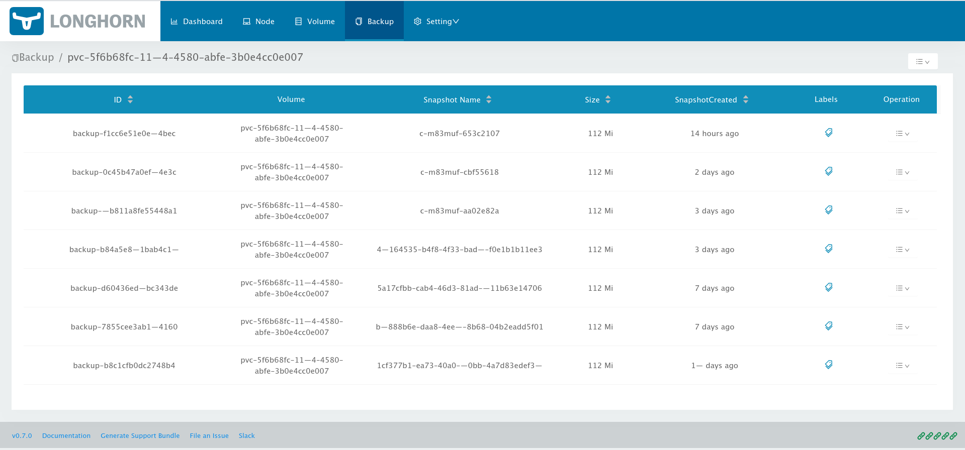 Backup Schedule does not remove existing backups - UI · Issue #954 · longhorn/longhorn · GitHub