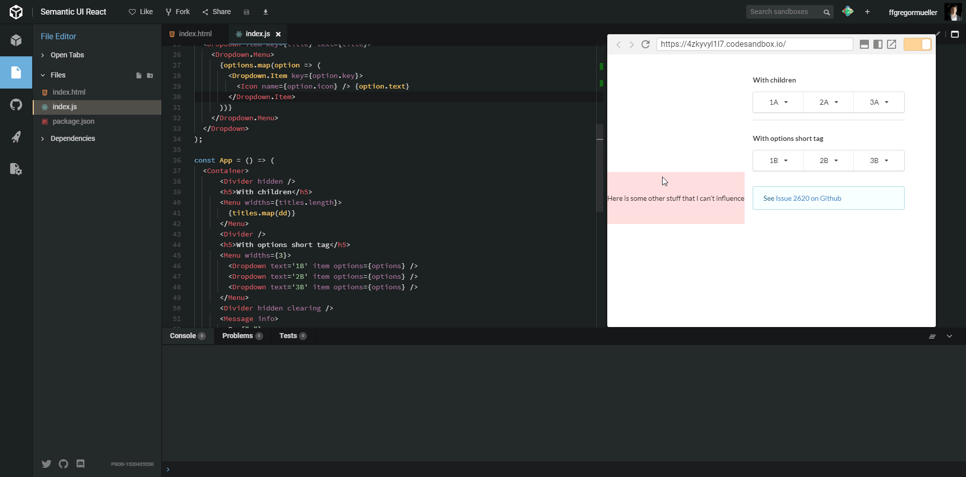 Dropdown (non-simple) inside Menu with newly introduced 'direction' prop will always stay open ...