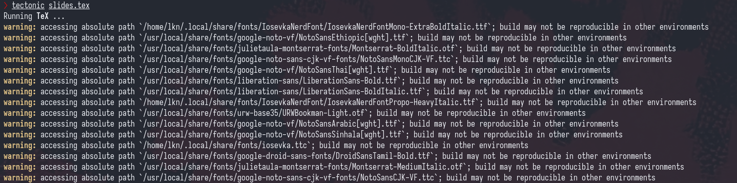 When Including A Beamer Theme It Looks Like It S Trying To Recursively Include Every Font On My