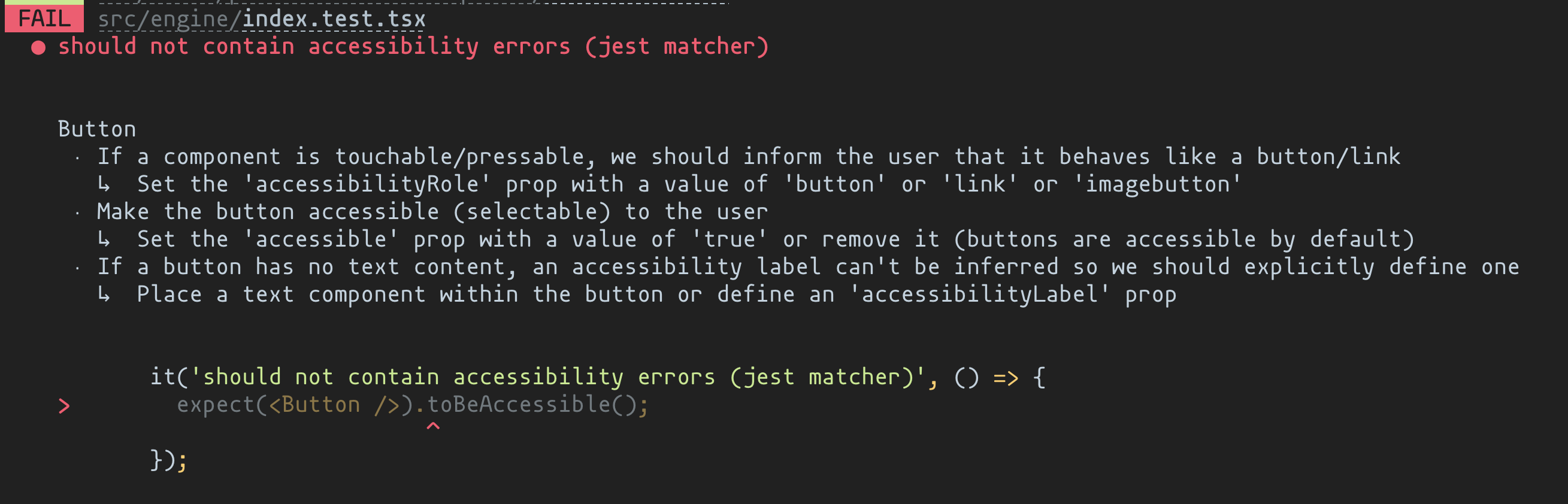 Feature: toBeAccessible() · Issue #104 · aryella-lacerda/react-native-accessibility-engine · GitHub