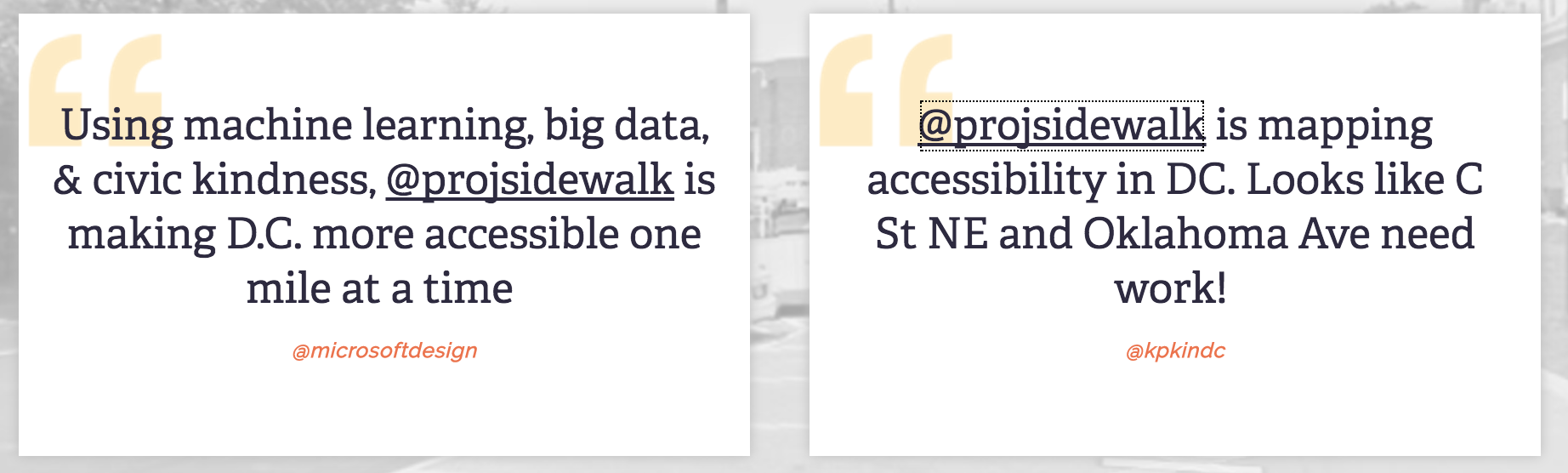 Landing Page: Tweets Link to incorrect Project Sidewalk Twitter page · Issue #952 ...