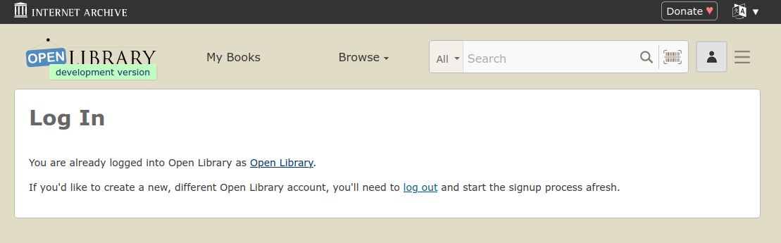 Log out link doesn't work on `/account/create` and `/account/login` pages when already logged in ...