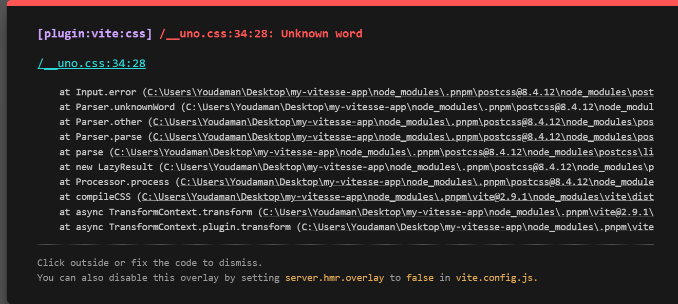 click outside or fix the code to dismiss. you can also disable this ...