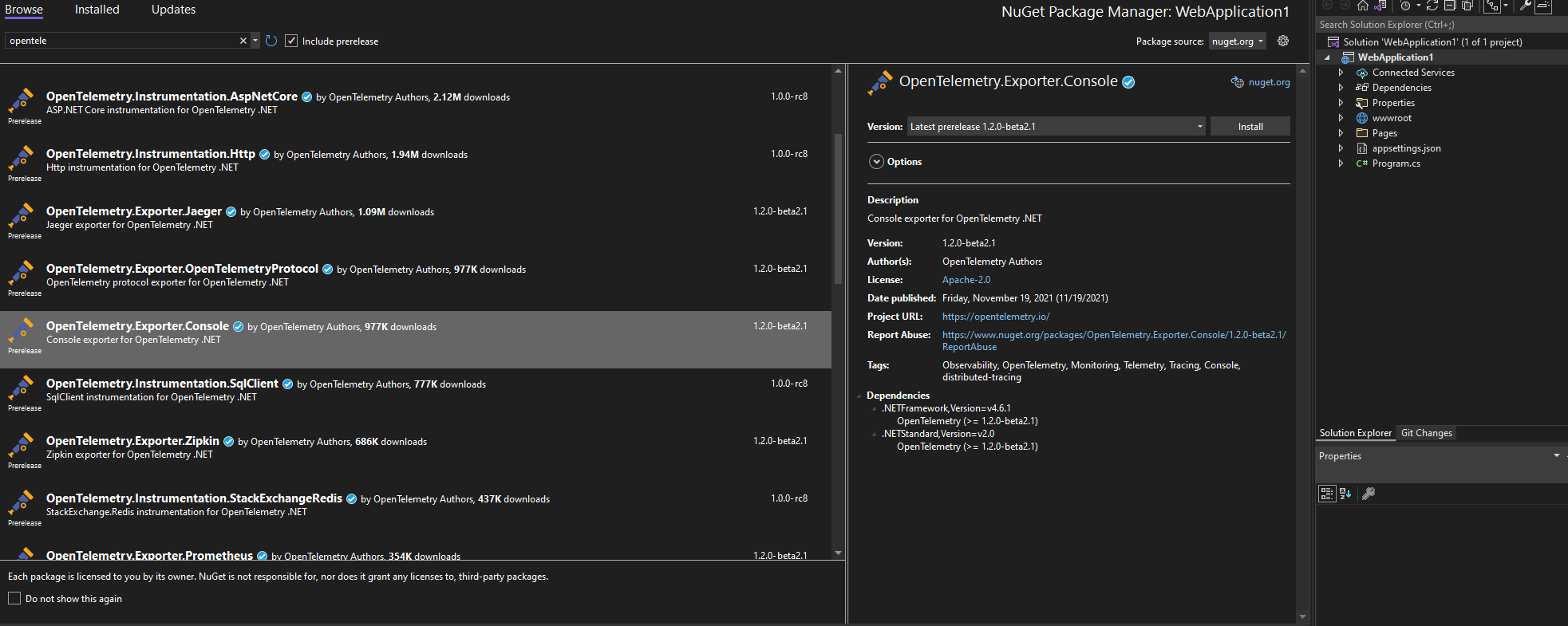 NuGet Install Fails, Cycle Dectected · Issue #2681 · open-telemetry/opentelemetry-dotnet · GitHub