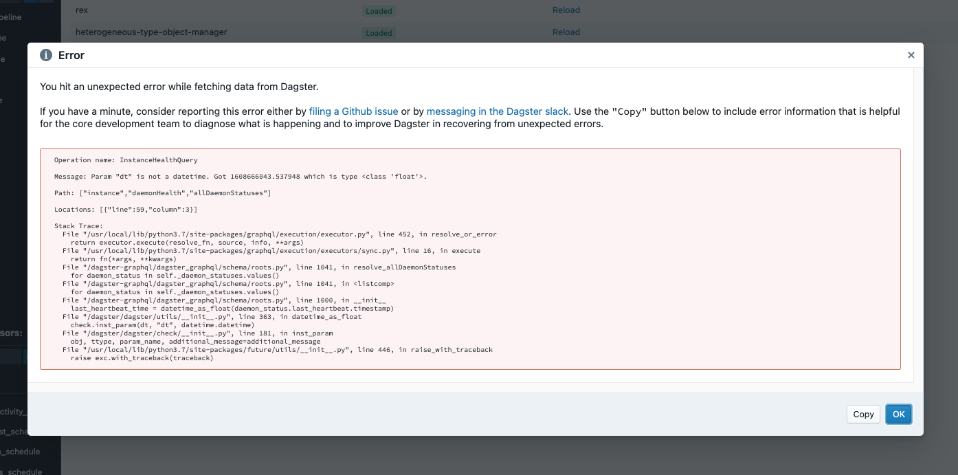 Daemon Heartbeat Error On Dev Site · Issue 3471 · Dagster Io Dagster · Github