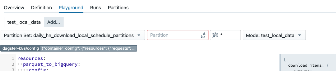 Partition Set out of sync with mode in Playground · Issue #3711 · dagster-io/dagster · GitHub