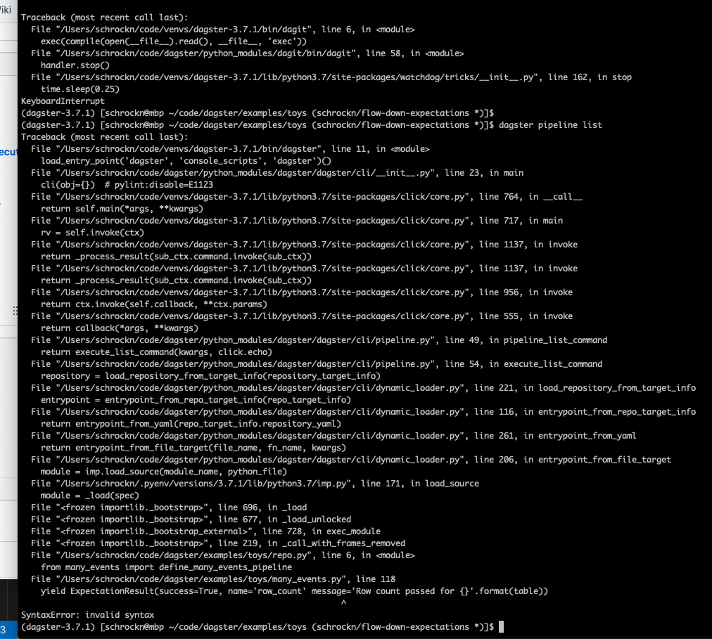 Syntax Errors during pipeline loads are rough · Issue #1341 · dagster-io/dagster · GitHub