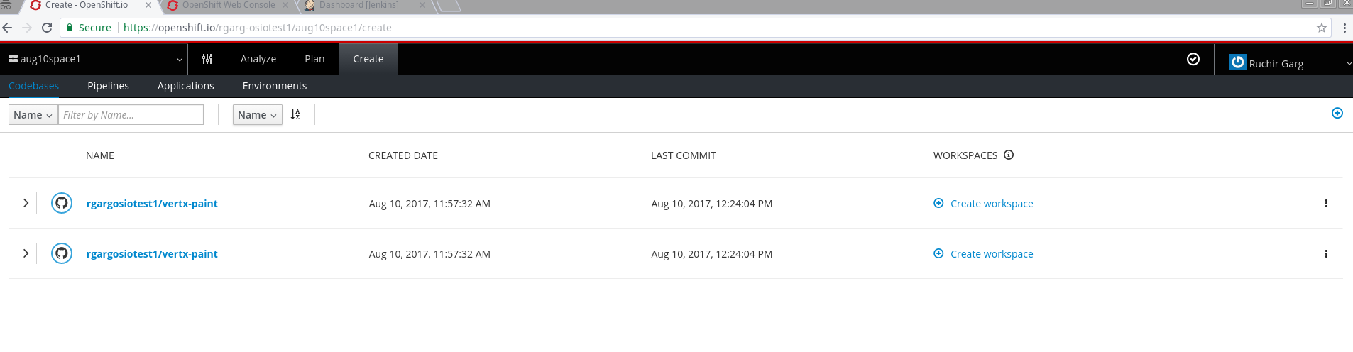 The 'Codebases' tab should display the repo imported date too · Issue #539 · openshiftio ...