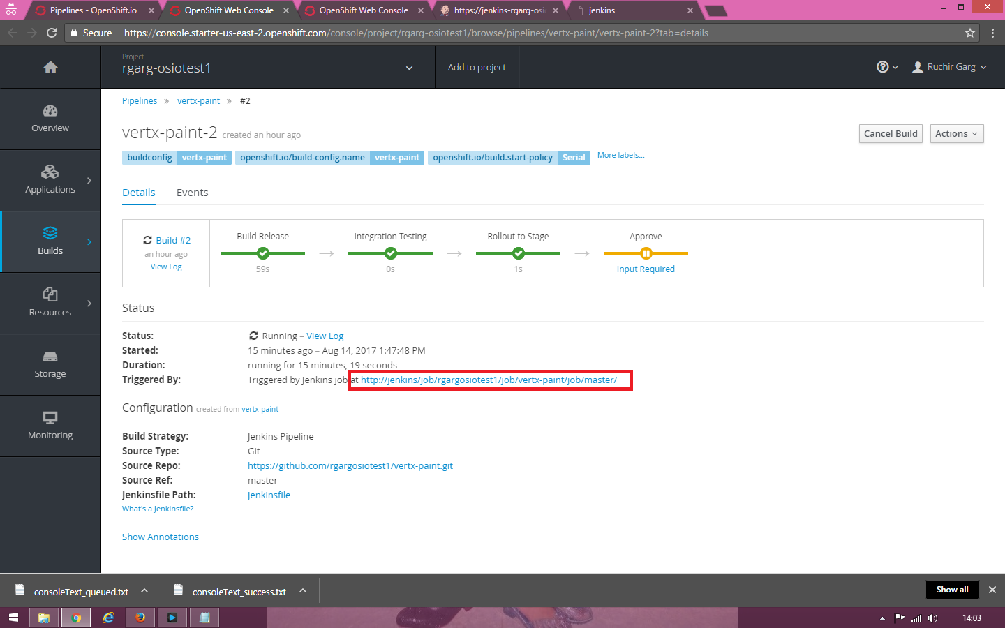 OSO: Broken link to jenkins on the Pipelines detail page · Issue #565 · openshiftio/openshift.io ...